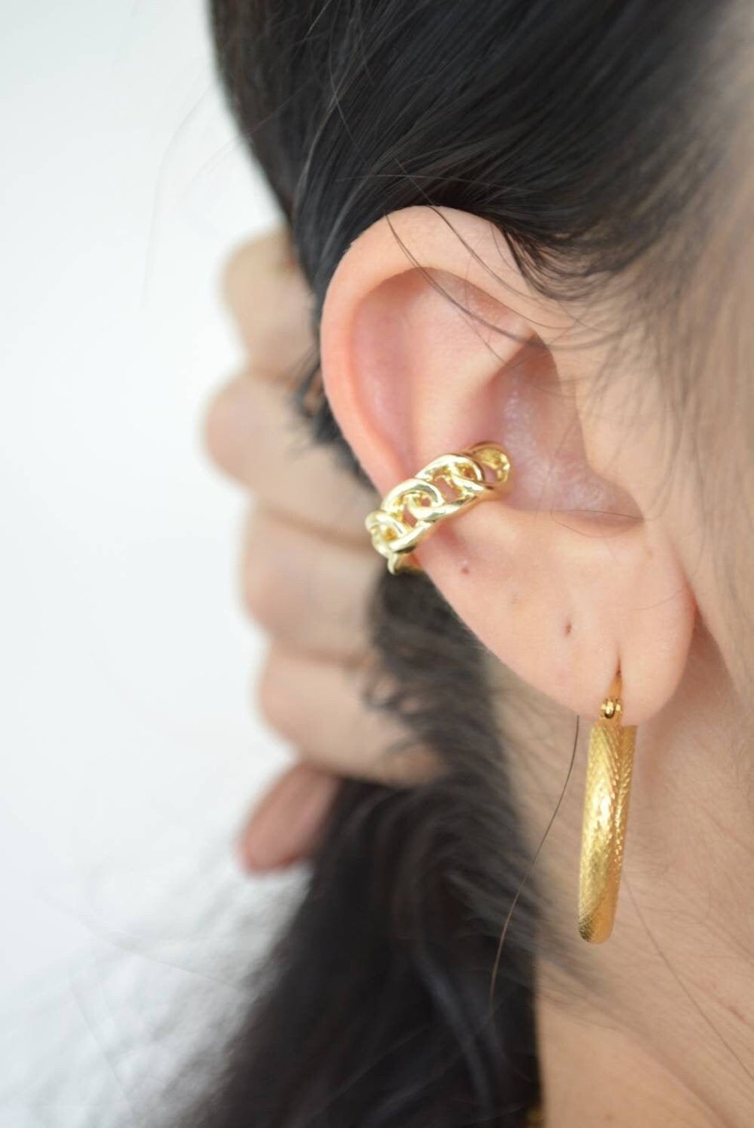 Chain Ear Cuff, Gold Ear Wrap, Fake Conch Earrings, Cartilage Earring ...