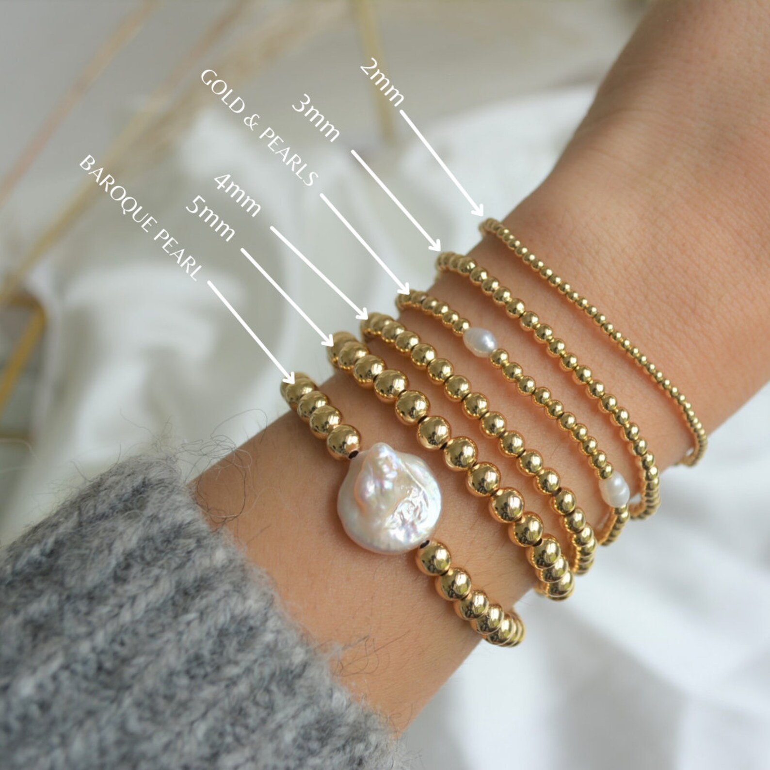 Gold Bead Bracelet Beaded Bracelet Gold Bracelet Stack | Etsy