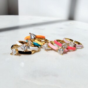 Colorful Enamel Ring Gold Enamel Stackable Ring Cz Ring - Etsy