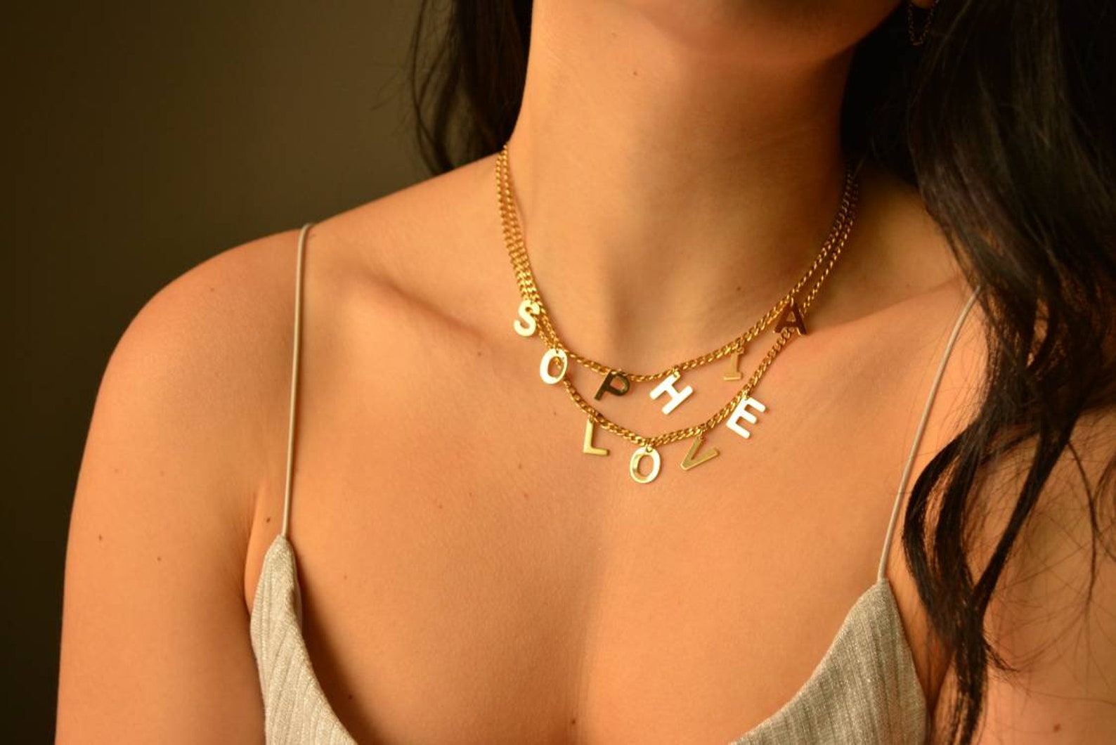 Name Necklace Personalized Name Necklace Custom Dangle Etsy