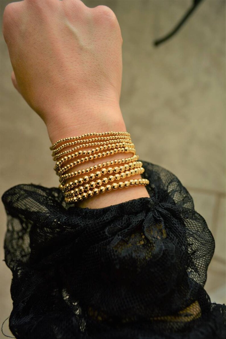 Gold Bead Bracelet Beaded Bracelet Gold Bracelet Stack | Etsy