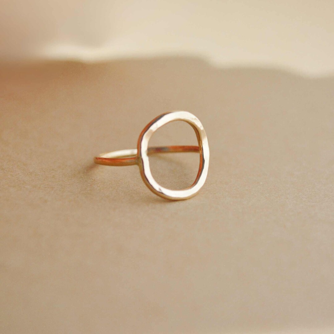 Open Circle Ring, 14k Gold Filled Ring, Karma Ring, Hammered Ring, Gift for Her, Handcrafted ...