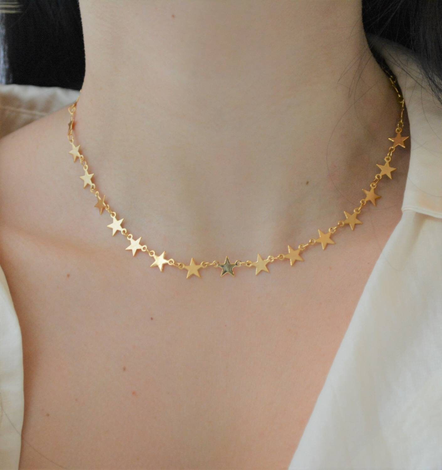 Gold Star Choker Gold Star Necklace Gold Star Choker | Etsy