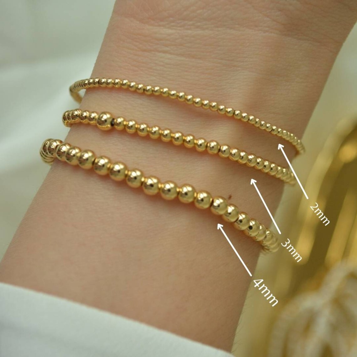 Gold Bead Bracelet Beaded Bracelet Gold Bracelet Stack - Etsy