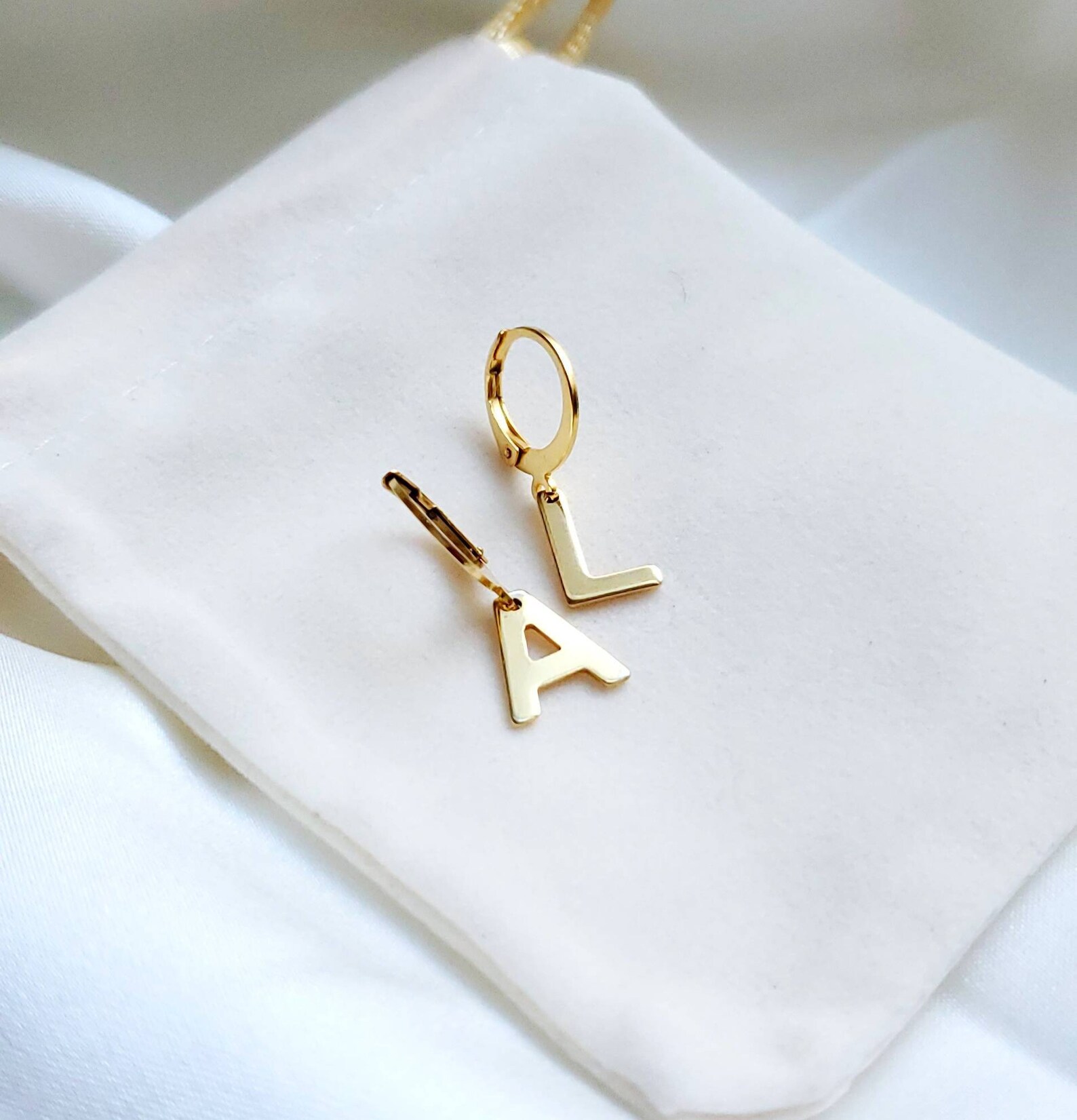 Initial Letter Earrings Custom Hoop Earrings With Charm | Etsy