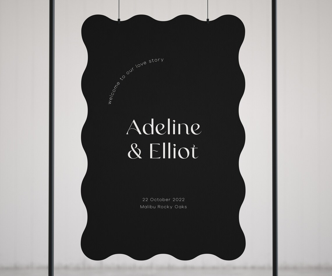 Black Welcome Sign Wave Wedding Signs Wedding Welcome Sign - Etsy