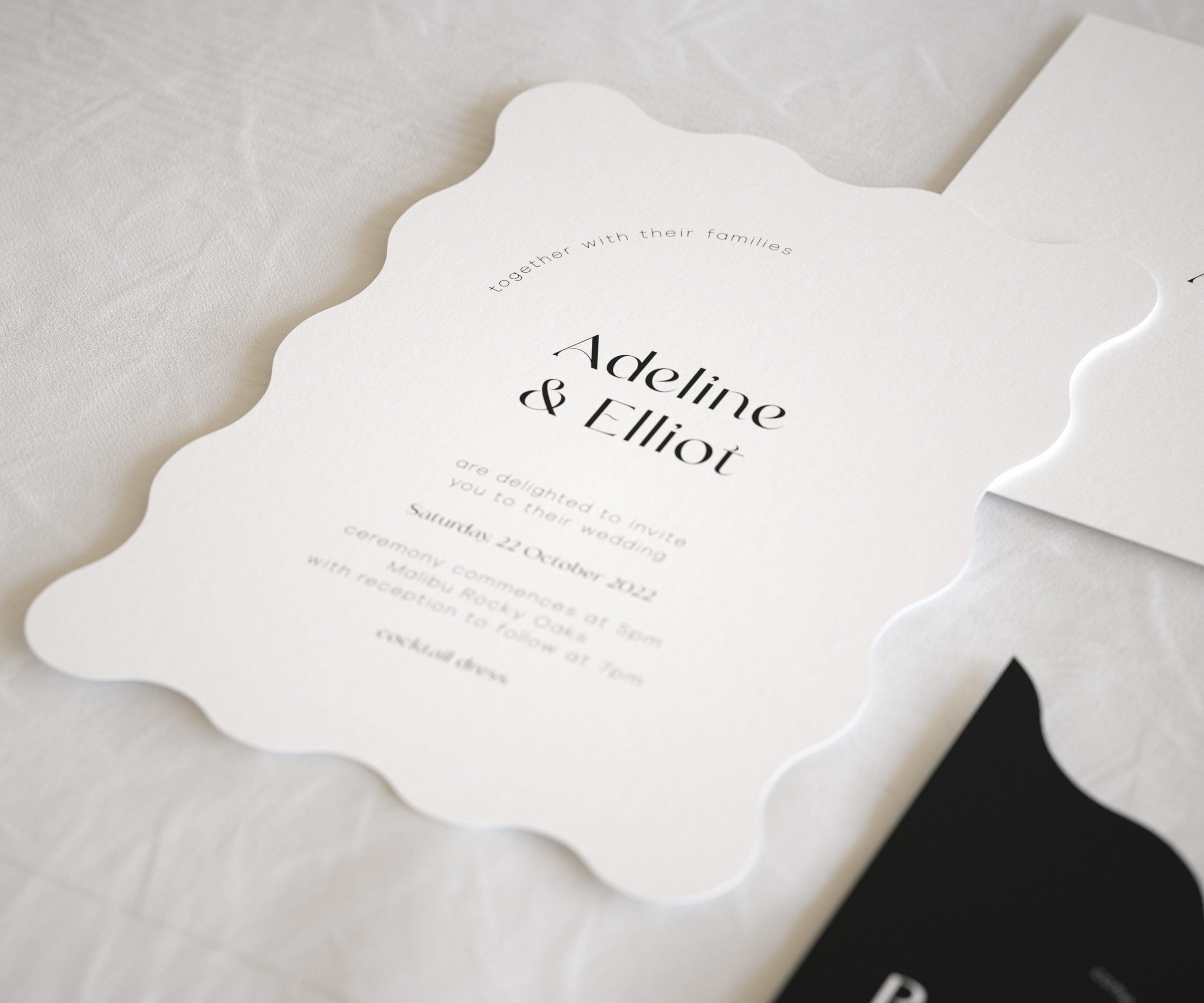 Wave Wedding Invitation Set Monochrome Wedding Invitation - Etsy