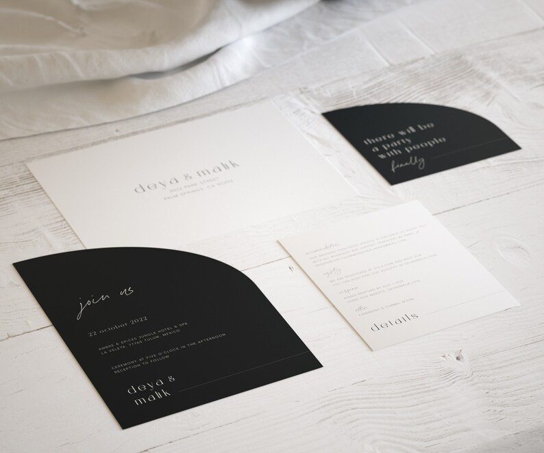 Arch Wedding Invitation Set Monochrome Wedding Invitation - Etsy