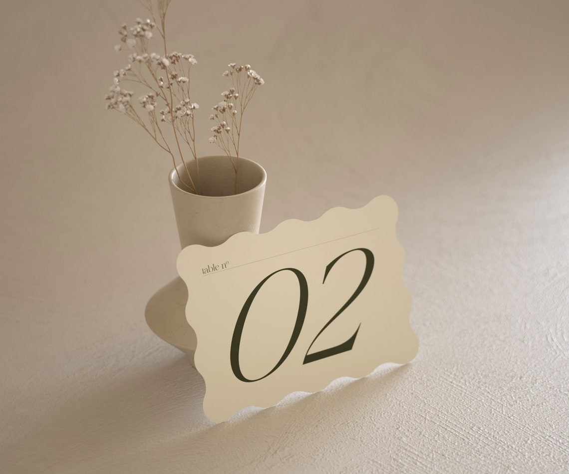 Wave Table Numbers, Modern Table Number, Printable Table Number, Olive ...