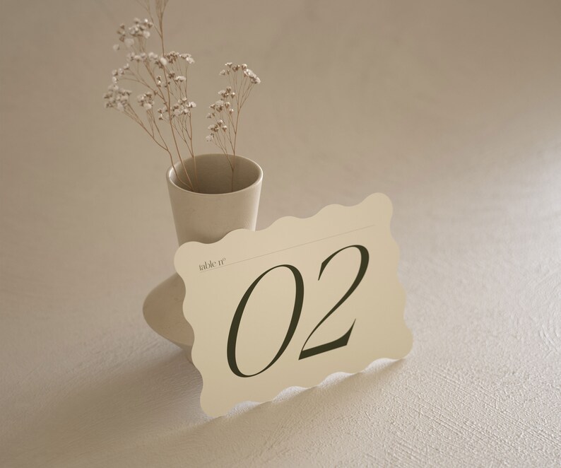 Wave Table Numbers, Modern Table Number, Printable Table Number, Olive ...