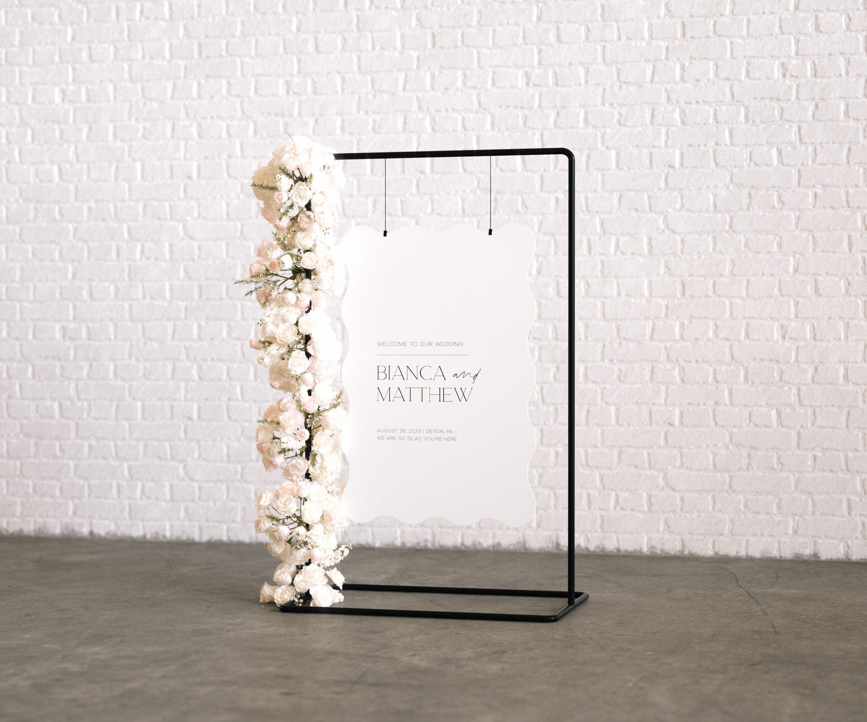 Wave Welcome Sign, White Wedding Signs, Wedding Welcome Sign Arch Shape ...