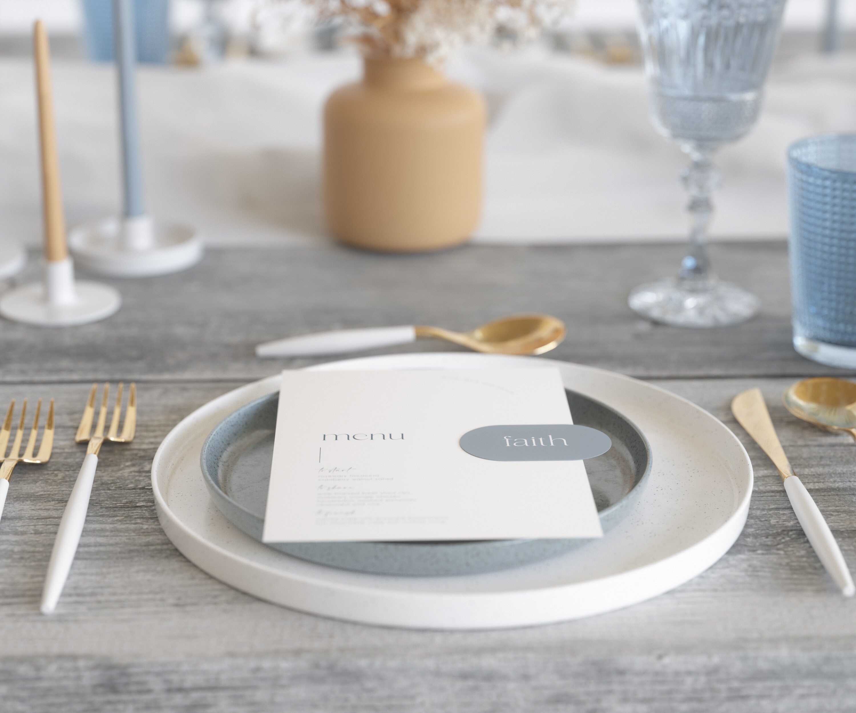 Wedding Dinner Menu Card Double Arch Dinner Menu Dusty Blue - Etsy