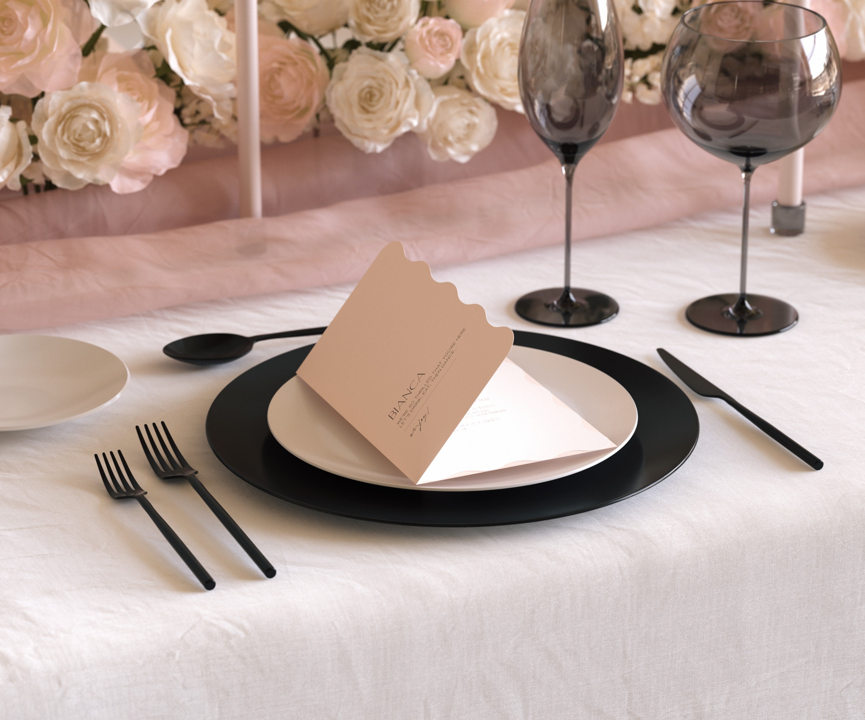 Modern Wedding Dinner Menu Card, Minimalist Wedding Name Cards ...