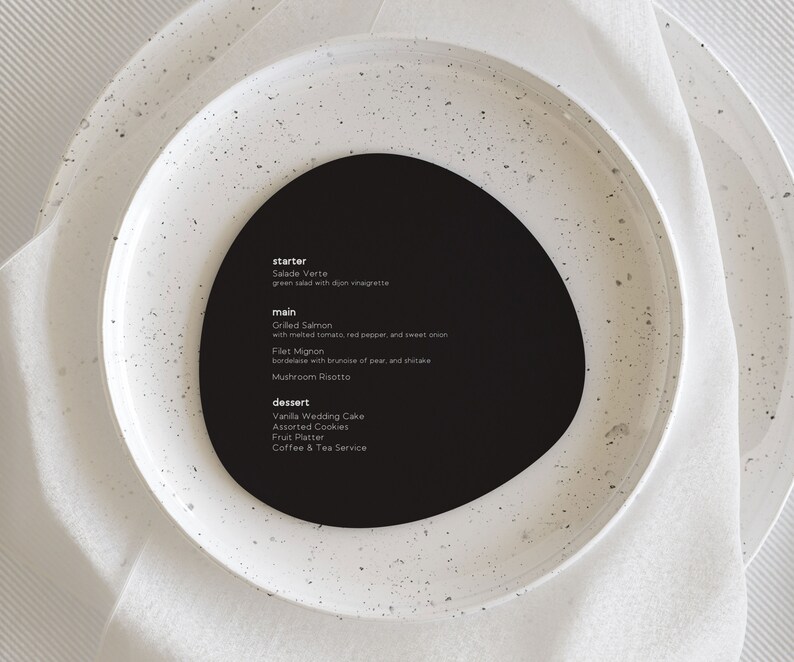 Dinner Menu Card Arched Menus Personalized With Guest Names Modern ...