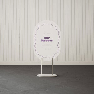 Arch Welcome Sign Wiggly Purple Wedding Signage Modern Wedding Signs ...