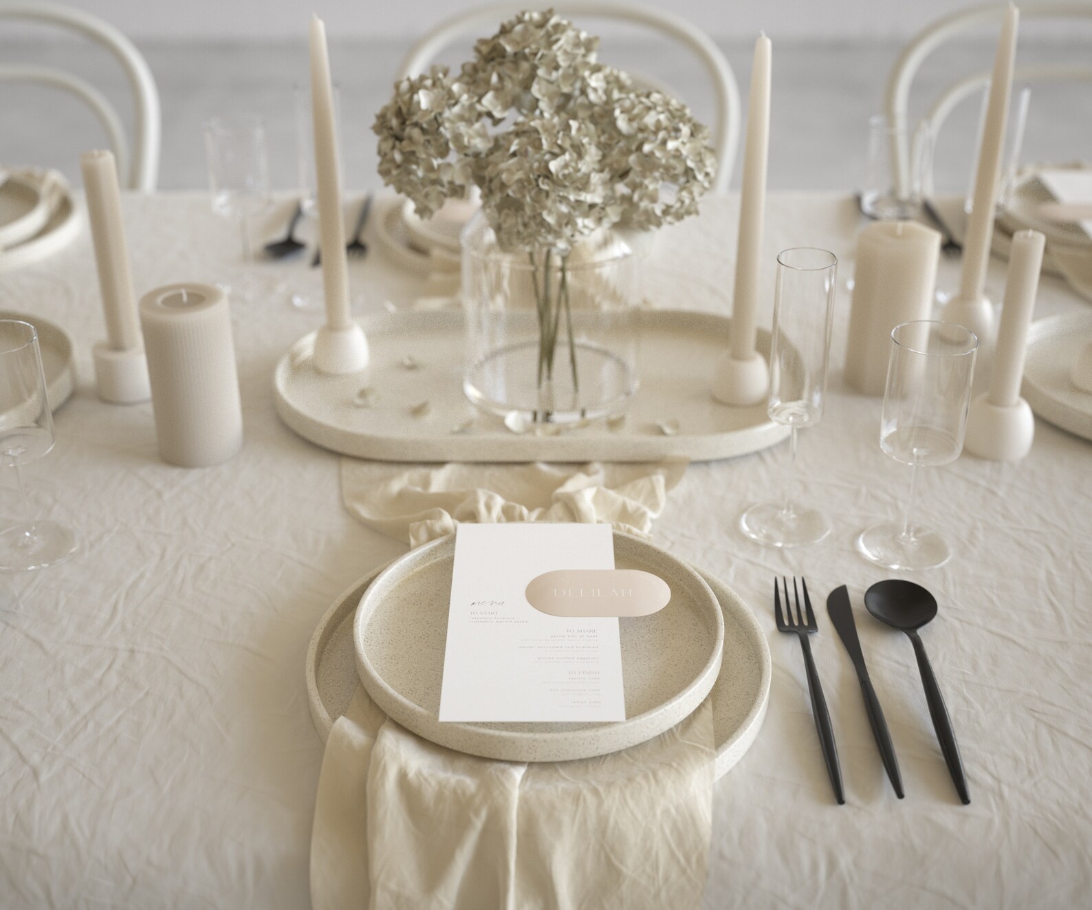 Minimalist Menu Card, Modern Wedding Dinner Menu Card, Double Arch Name ...