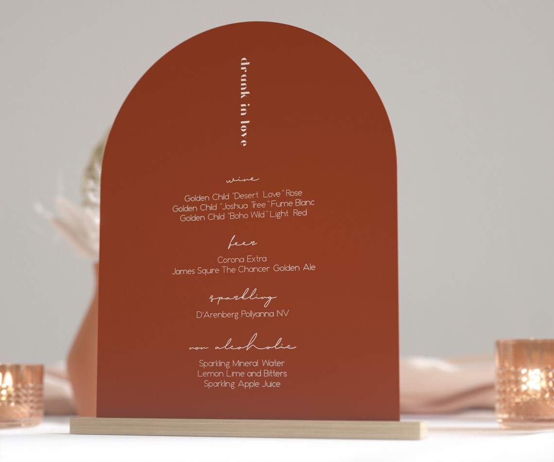 Terracotta Bar Menu Sign Arch Wedding Drink Sign Modern - Etsy