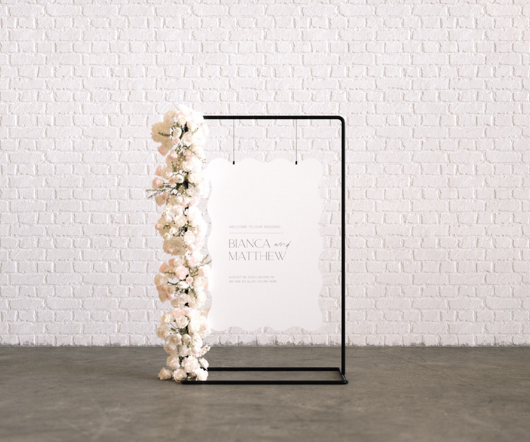 Wave Welcome Sign, White Wedding Signs, Wedding Welcome Sign Arch Shape ...