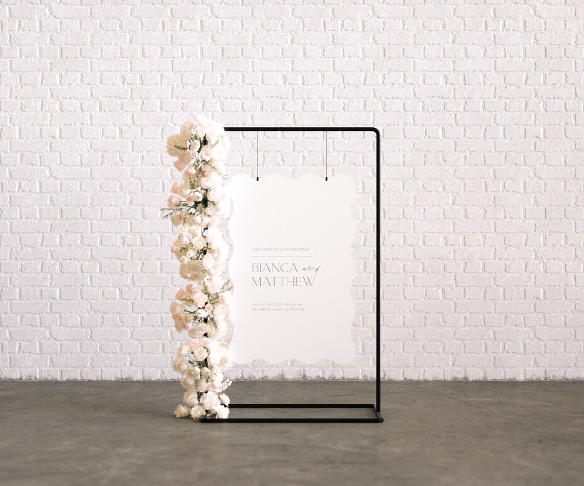 Wave Welcome Sign, White Wedding Signs, Wedding Welcome Sign Arch Shape ...