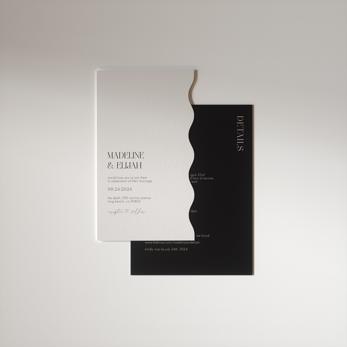 Wavy Edge Wedding Invitation: Minimalist Ripple Design - Etsy