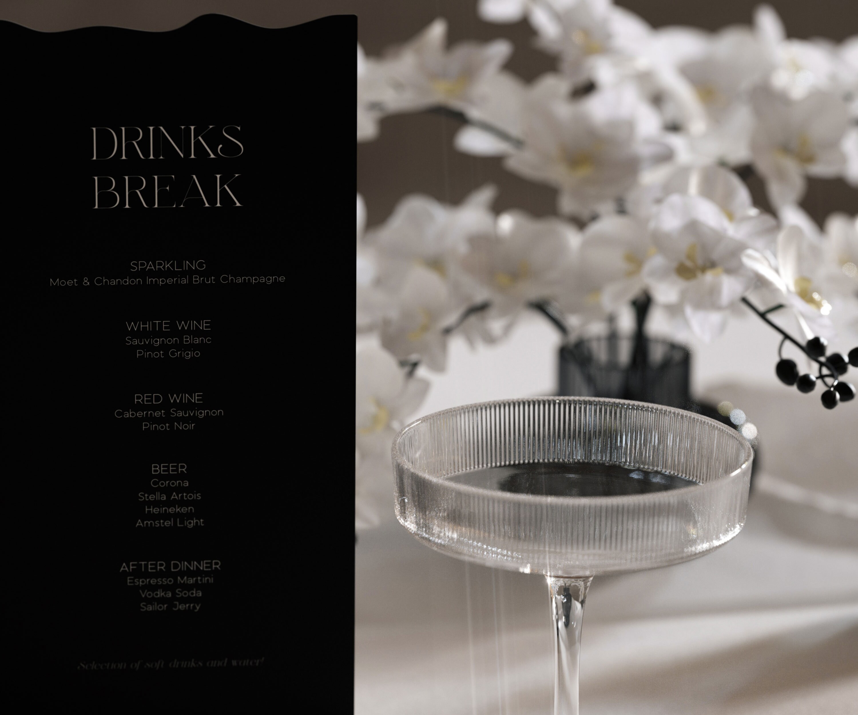 Wavey Drinks Menu, Party Cocktail Sign, Wave Wedding Sign, Black ...