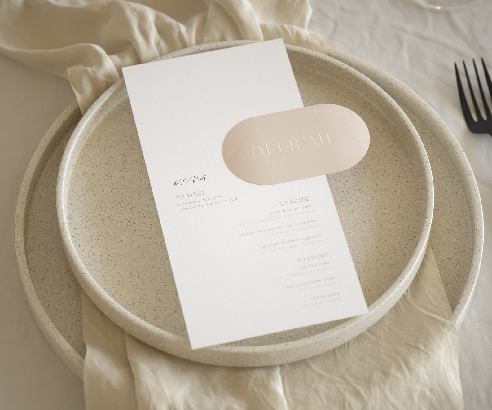 Minimalist Menu Card, Modern Wedding Dinner Menu Card, Double Arch Name ...