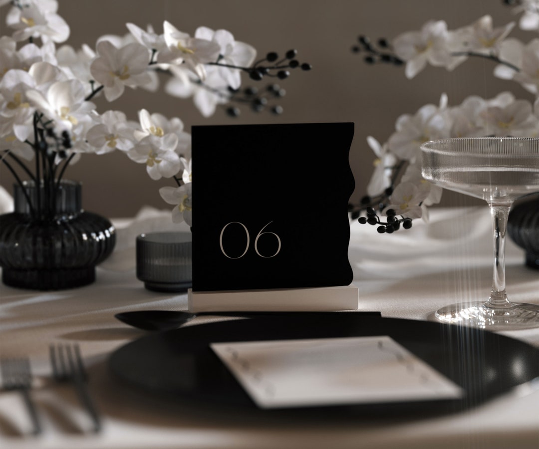 Wave Wedding Table Numbers | Wavy Card, Scalloped Curvy Swirl | Wavy ...