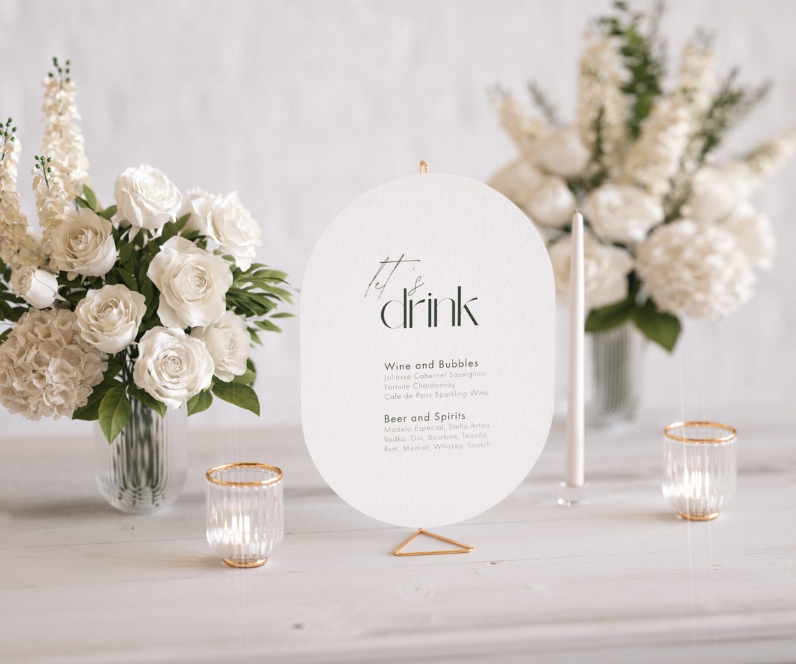 Double Arch Wedding Drink Sign: Modern Minimalist Bar Menu - Etsy
