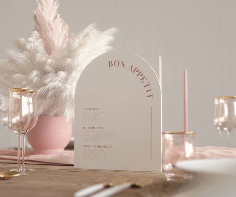 Modern Wedding Menu Sign Minimalist Menu Wedding Sign Arch - Etsy