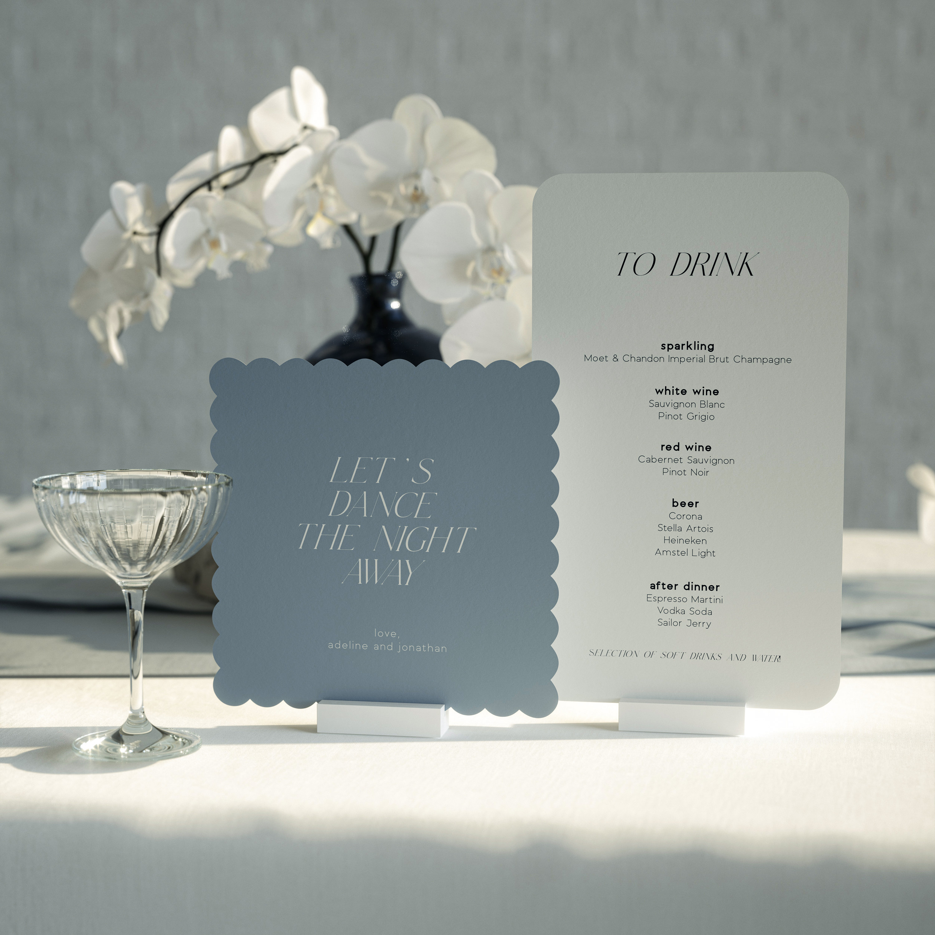 Scallop Edge Drinks Menu Party Cocktail Sign Wave Wedding Bar Menu Sign ...