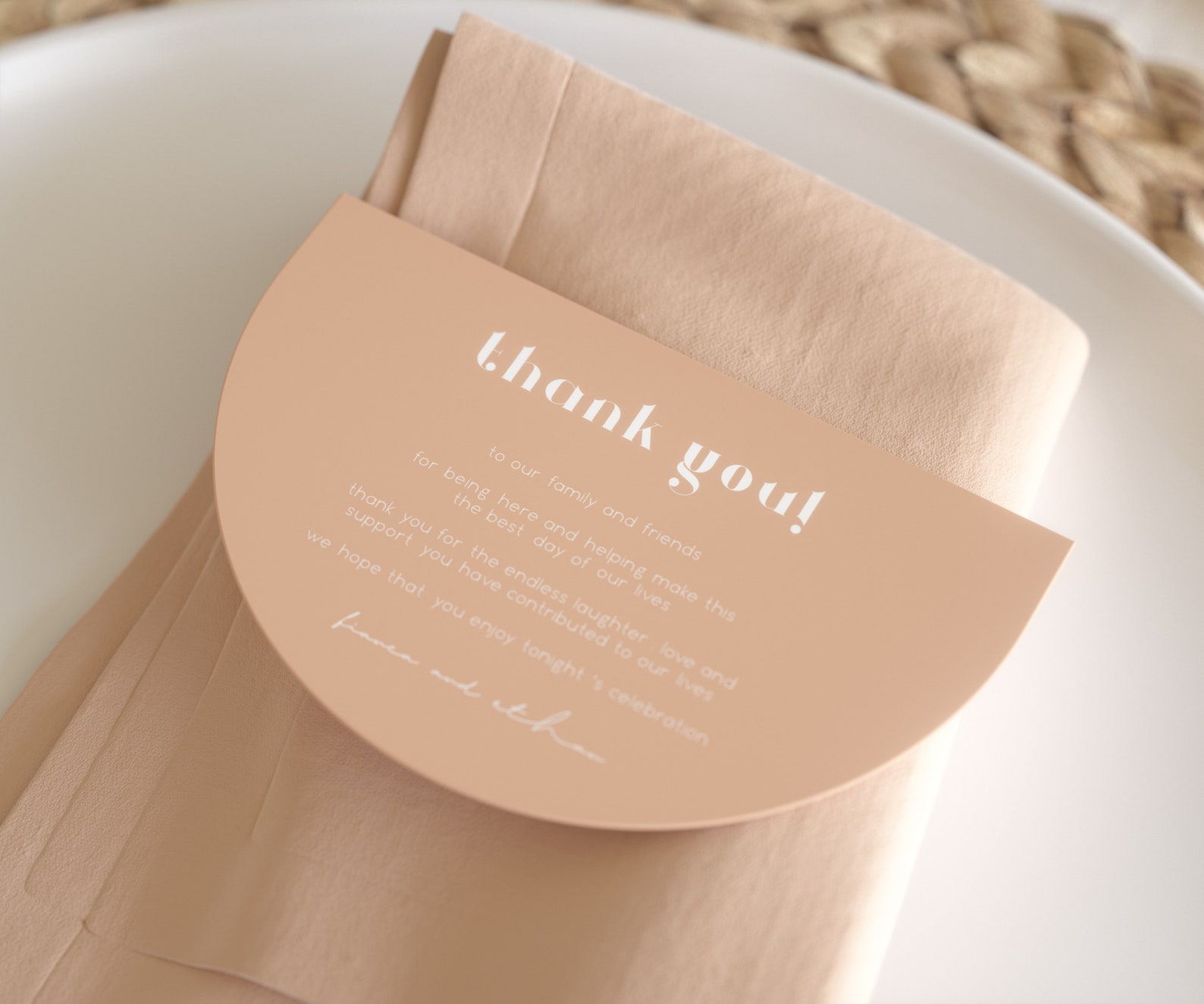 Wedding Thank You Card, Modern Wedding Table Thank You Card, Arch Thank ...