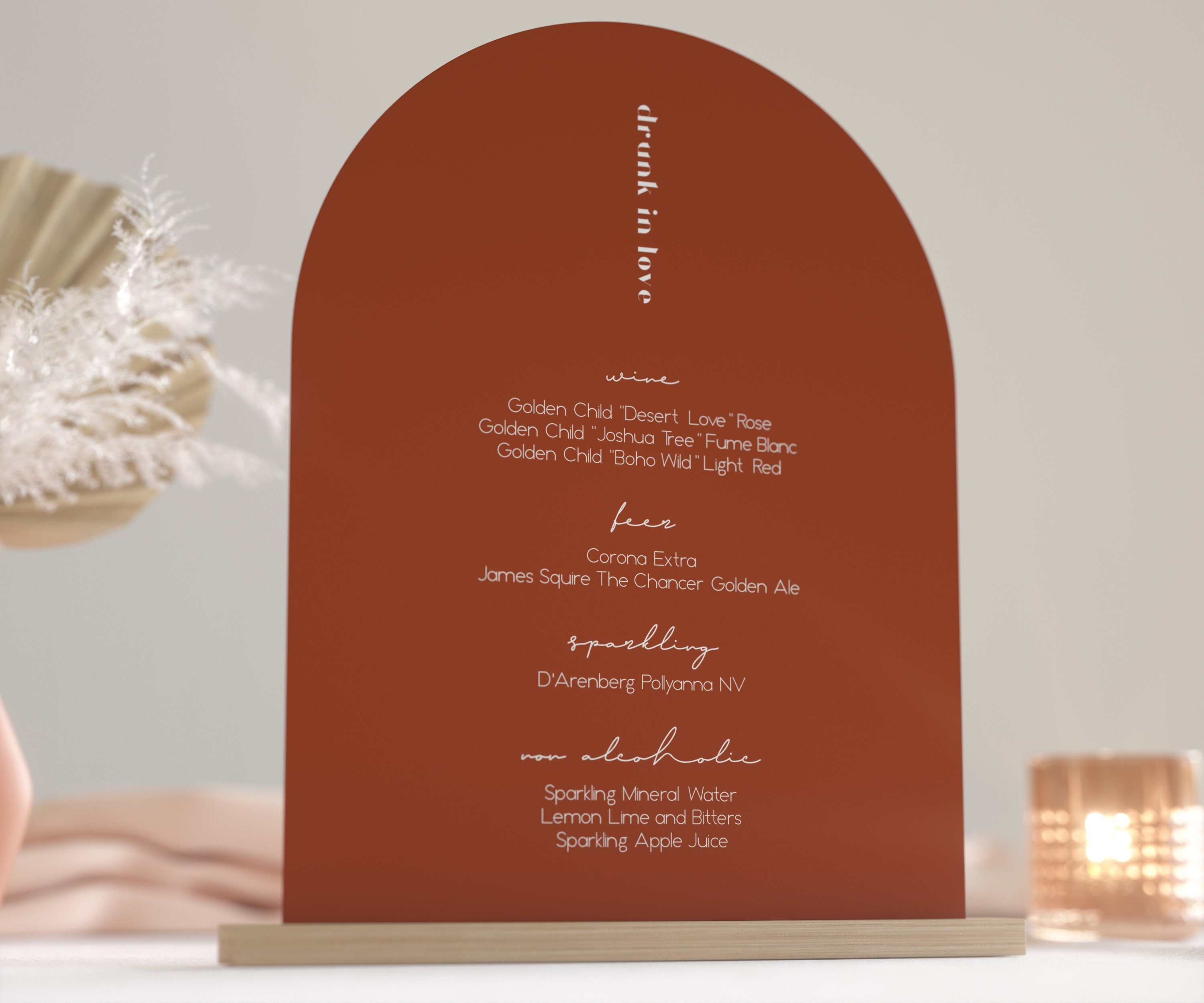 Terracotta Bar Menu Sign, Arch Wedding Drink Sign, Modern Burnt Orange ...
