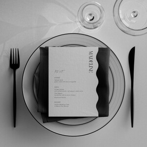 Side Wave Menu & Place Card Template | Wavy Dinner Menu Card | Wedding ...