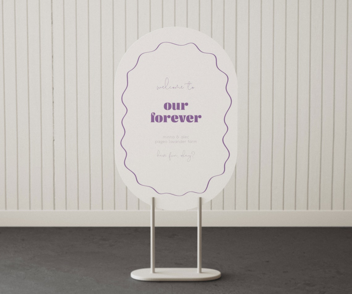 Wiggly Purple Arch Welcome Sign: Modern Wedding Decor - Etsy