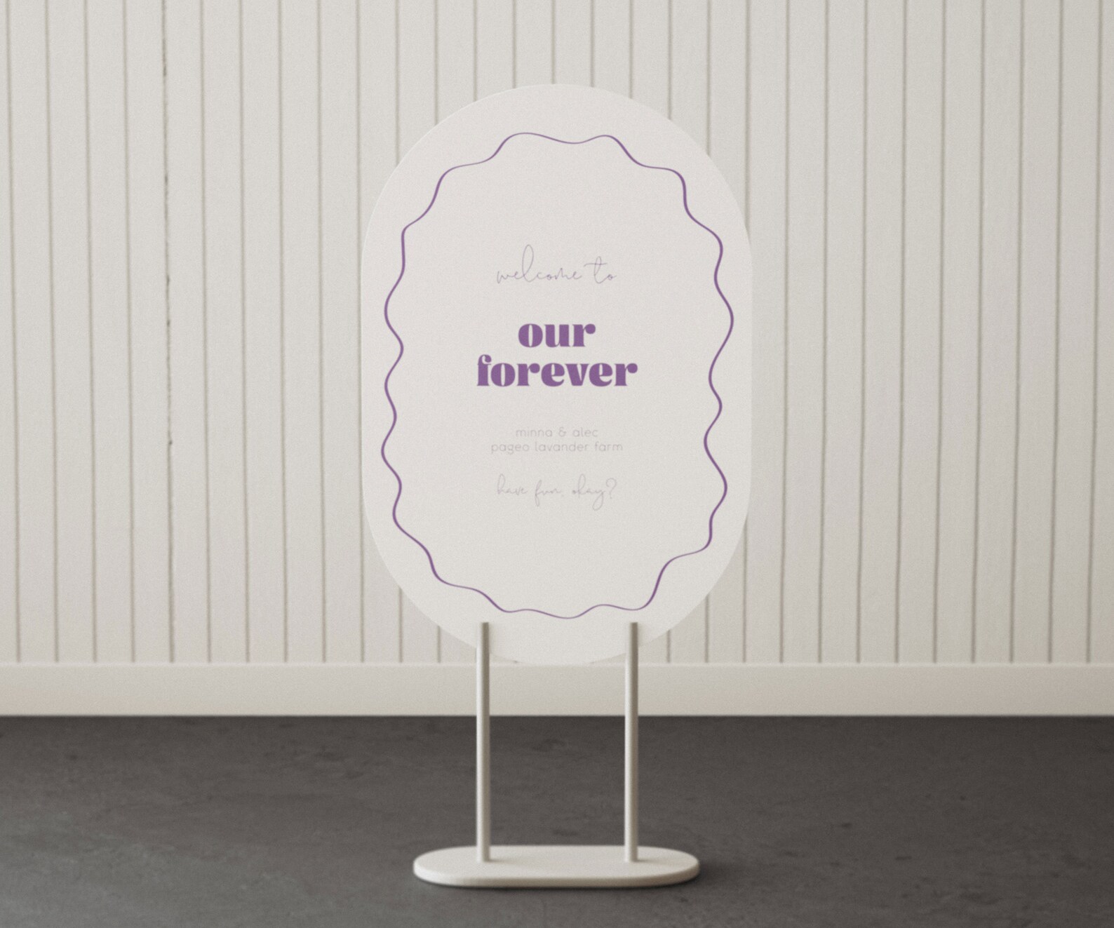 Arch Welcome Sign | Wiggly Purple Wedding Signage| Modern Wedding Signs ...
