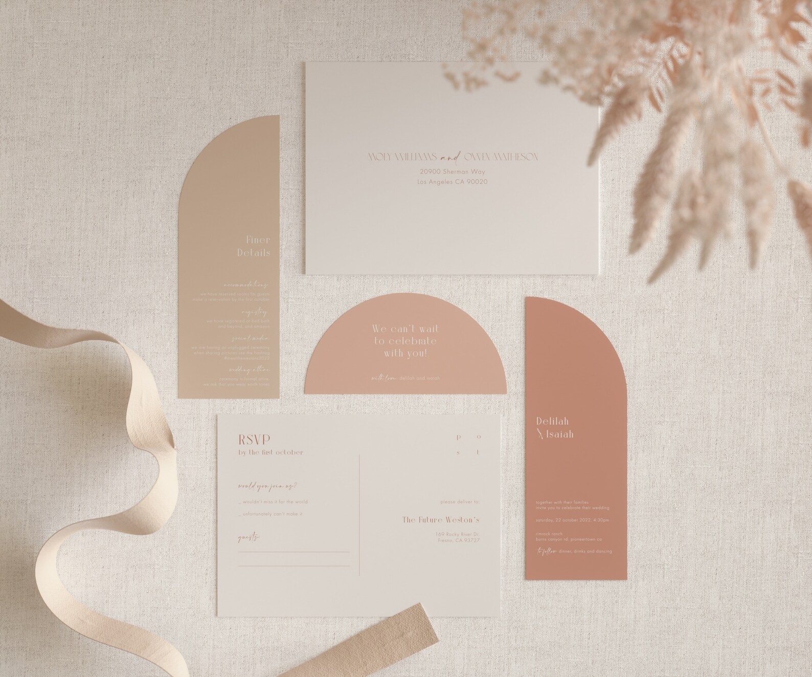 Modern Wedding Invitation Set, Half Arch Wedding Invitation, Printable ...