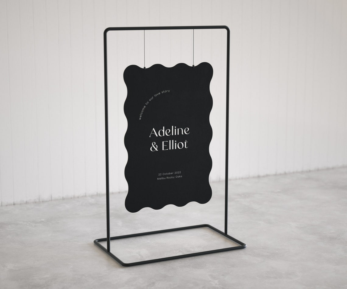 Black Welcome Sign Wave Wedding Signs Wedding Welcome Sign - Etsy
