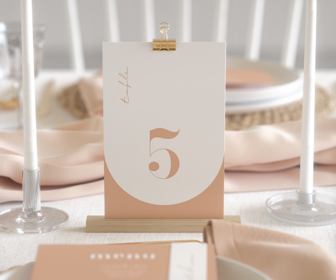 Wedding Arch Table Number, Modern Arch Shape Wedding Table Sign, Orange ...