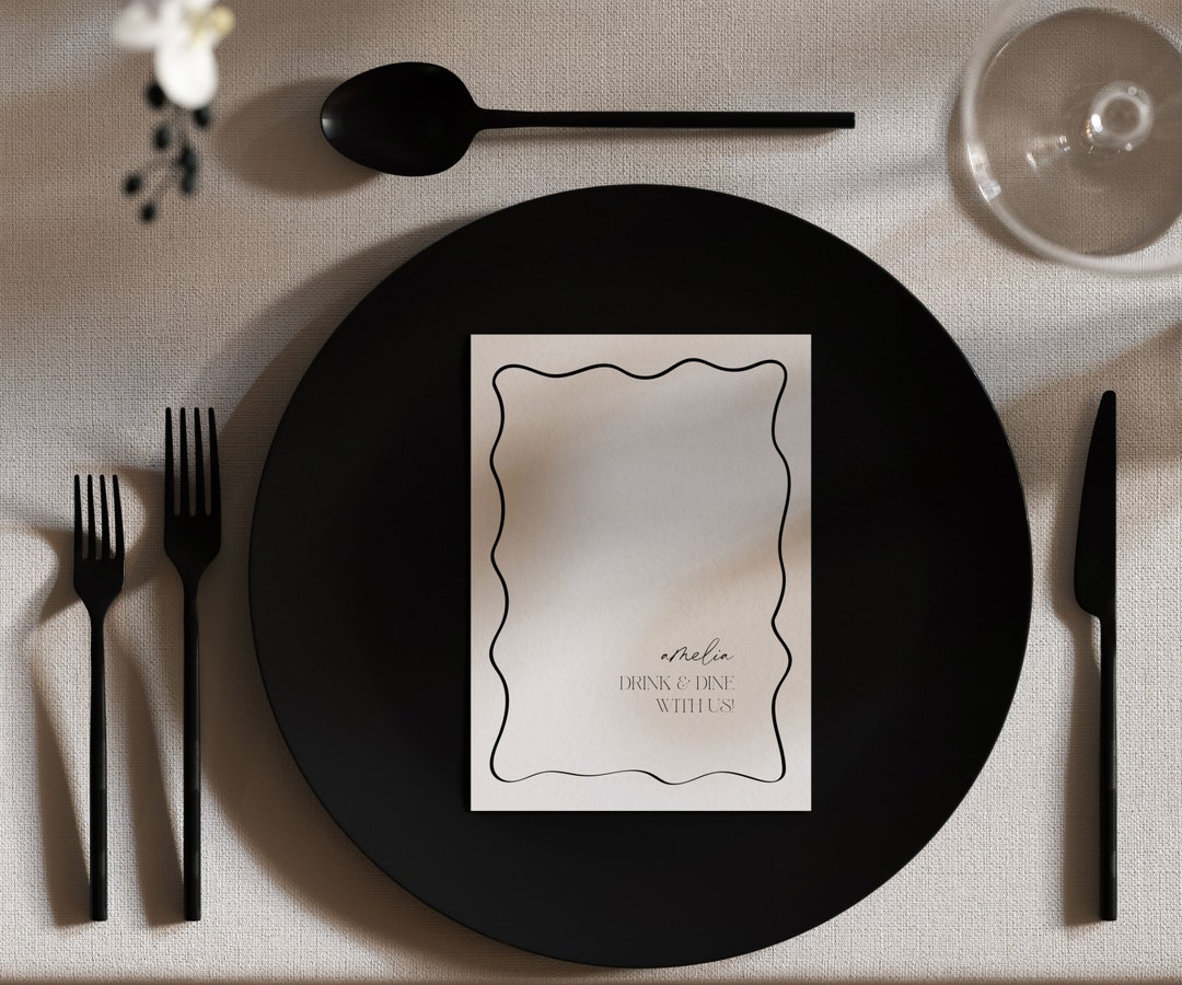 Dinner Menu Card | Wave Menus Personalized With Guest Name | Modern ...