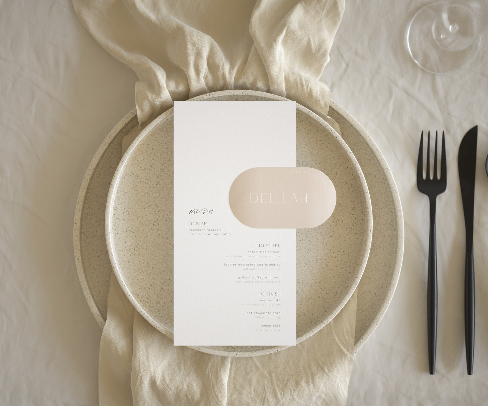 Minimalist Menu Card, Modern Wedding Dinner Menu Card, Double Arch Name ...