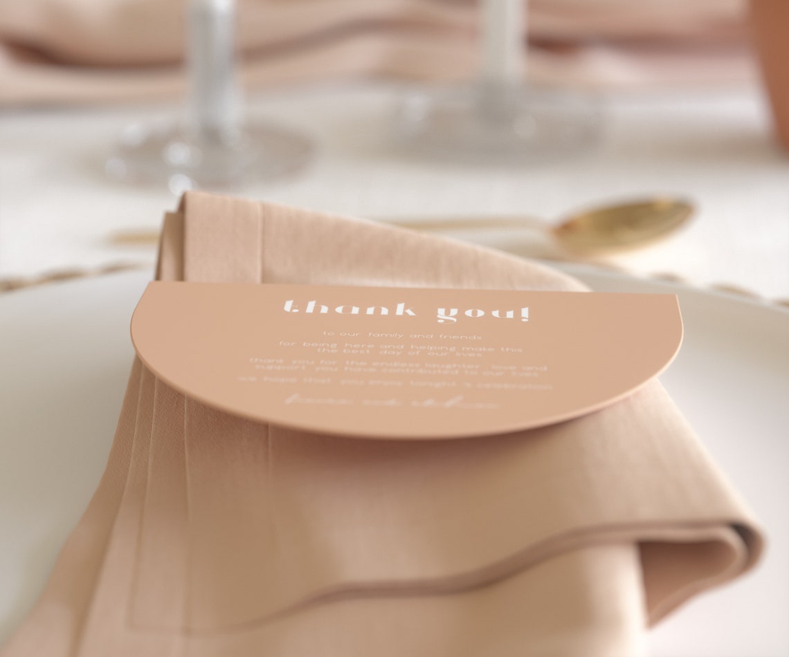 Wedding Thank You Card Modern Wedding Table Thank You Card - Etsy