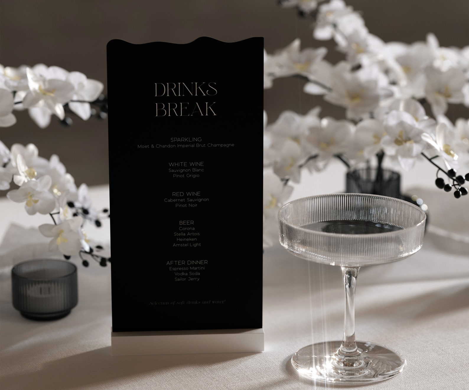 Wavey Drinks Menu, Party Cocktail Sign, Wave Wedding Sign, Black ...