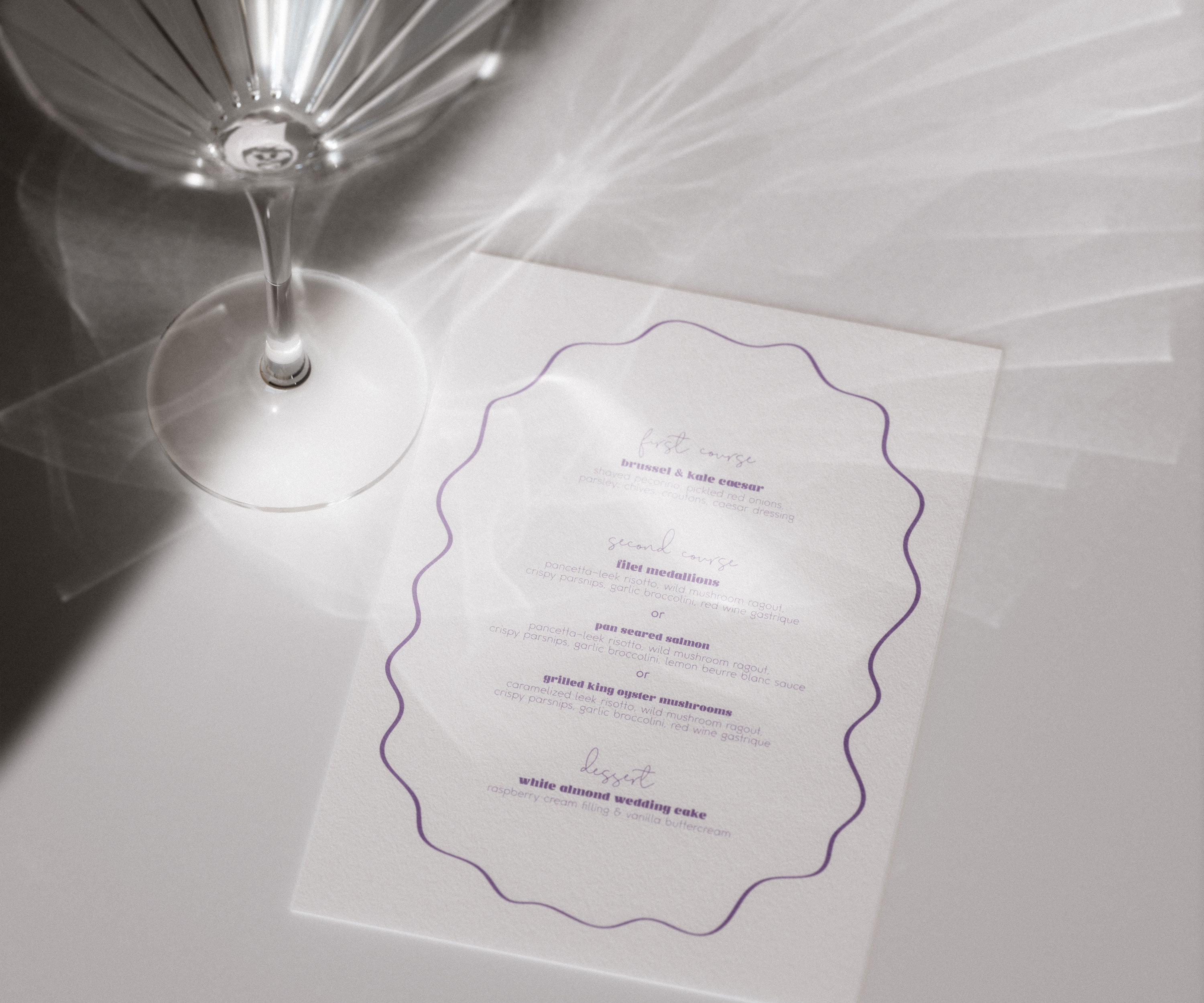Dinner Menu Card Wave Menu Card Modern Wedding Event Menu Wiggly Wavy ...