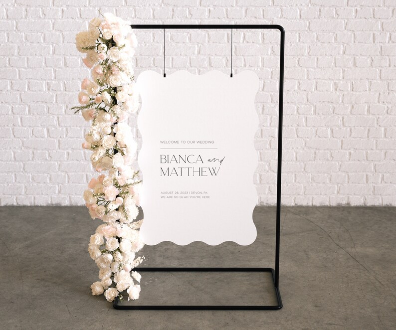 Wave Welcome Sign, White Wedding Signs, Wedding Welcome Sign Arch Shape ...