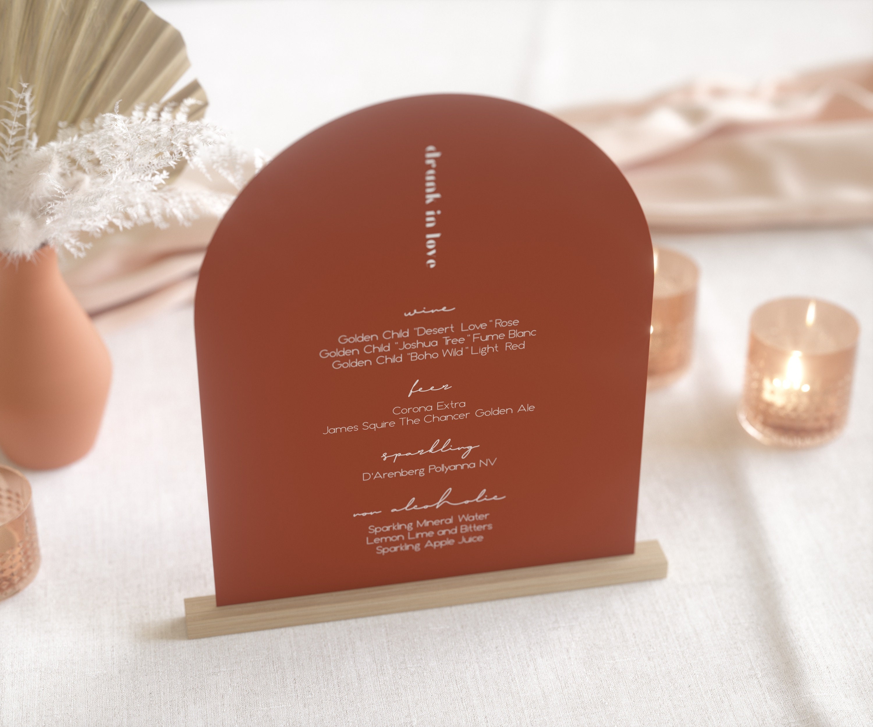 Terracotta Bar Menu Sign, Arch Wedding Drink Sign, Modern Burnt Orange ...