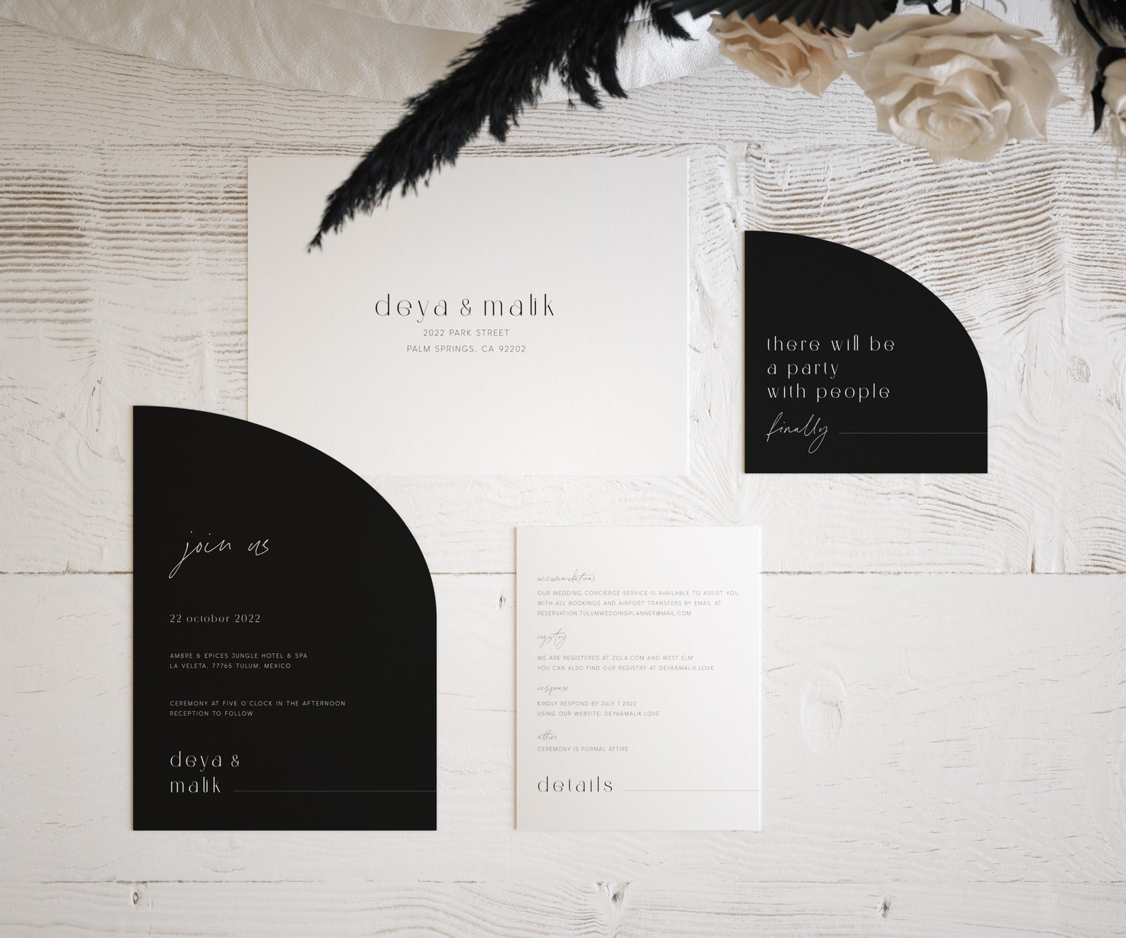 Arch Wedding Invitation Set, Monochrome Wedding Invitation, Minimalist ...