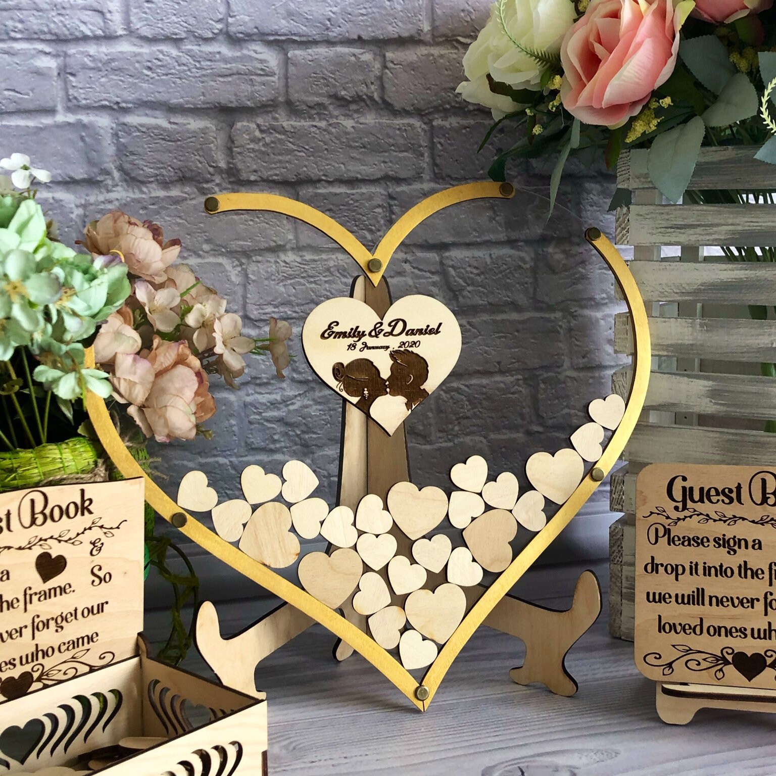 Custom Acrylic Heart Shaped Wedding Guest Book Alternative,clear Heart ...