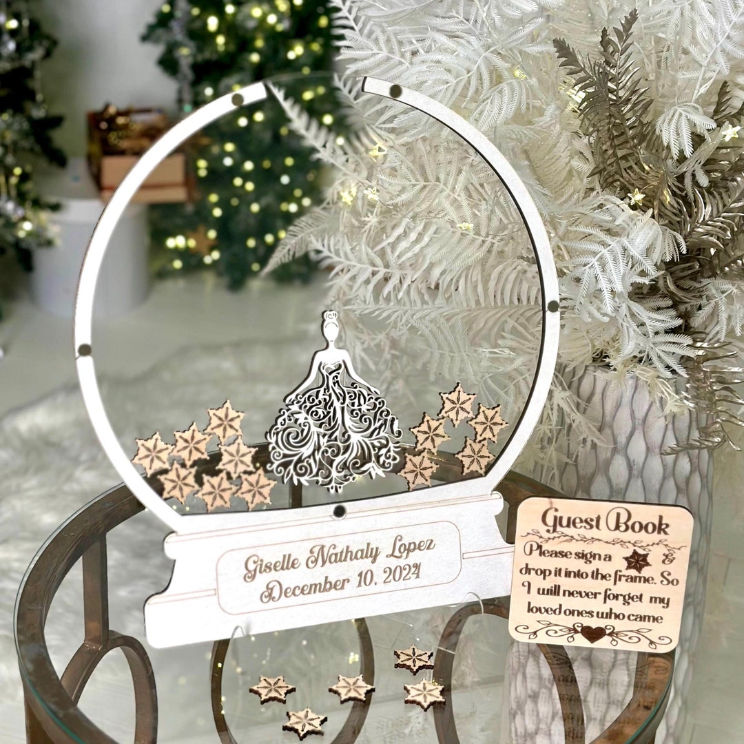 Winter Quinceañera Guest Book Alternative Snow Globe Winter Sweet 16 ...