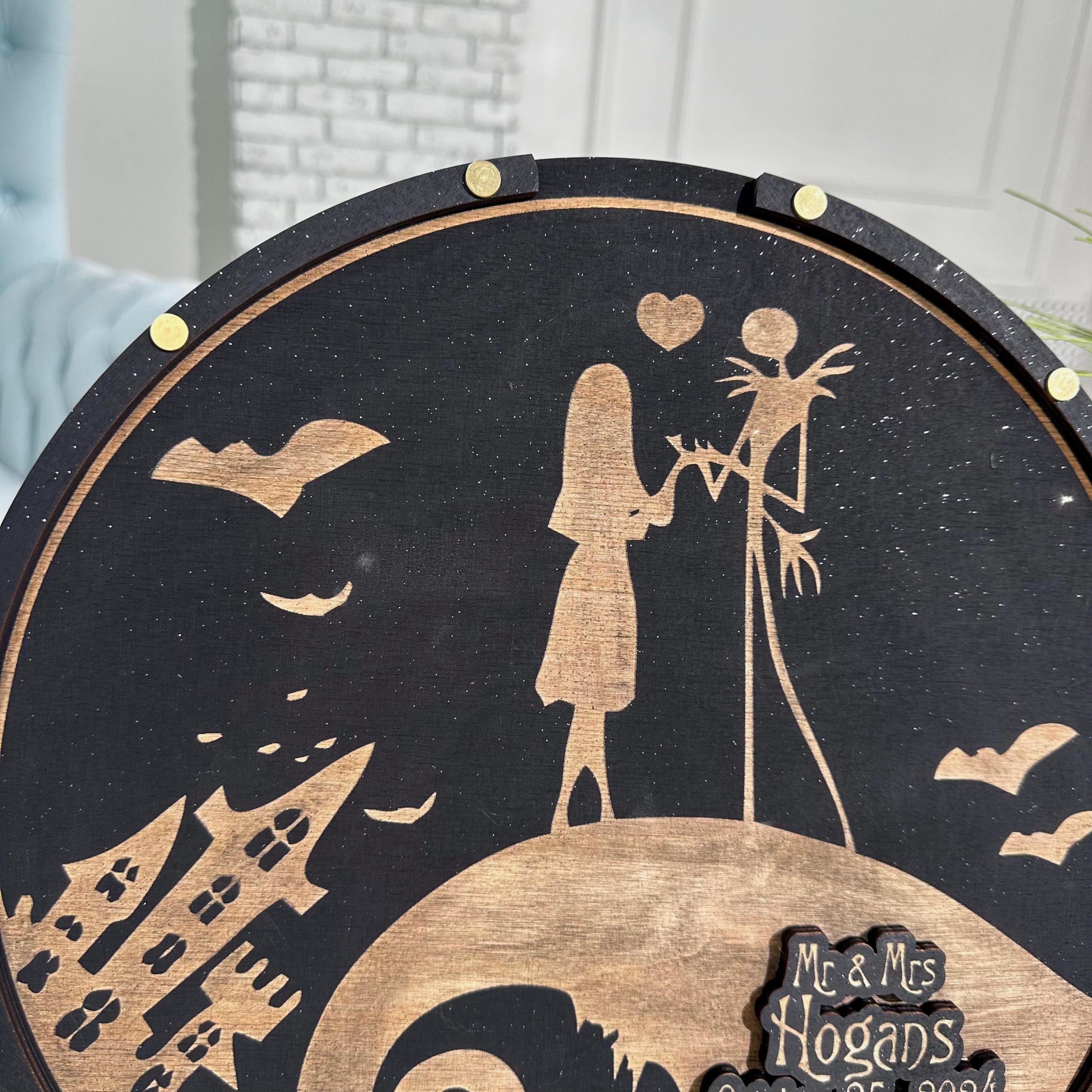 Jack and Sally Round Gothic Halloween Wedding Guest Book Alternative ...