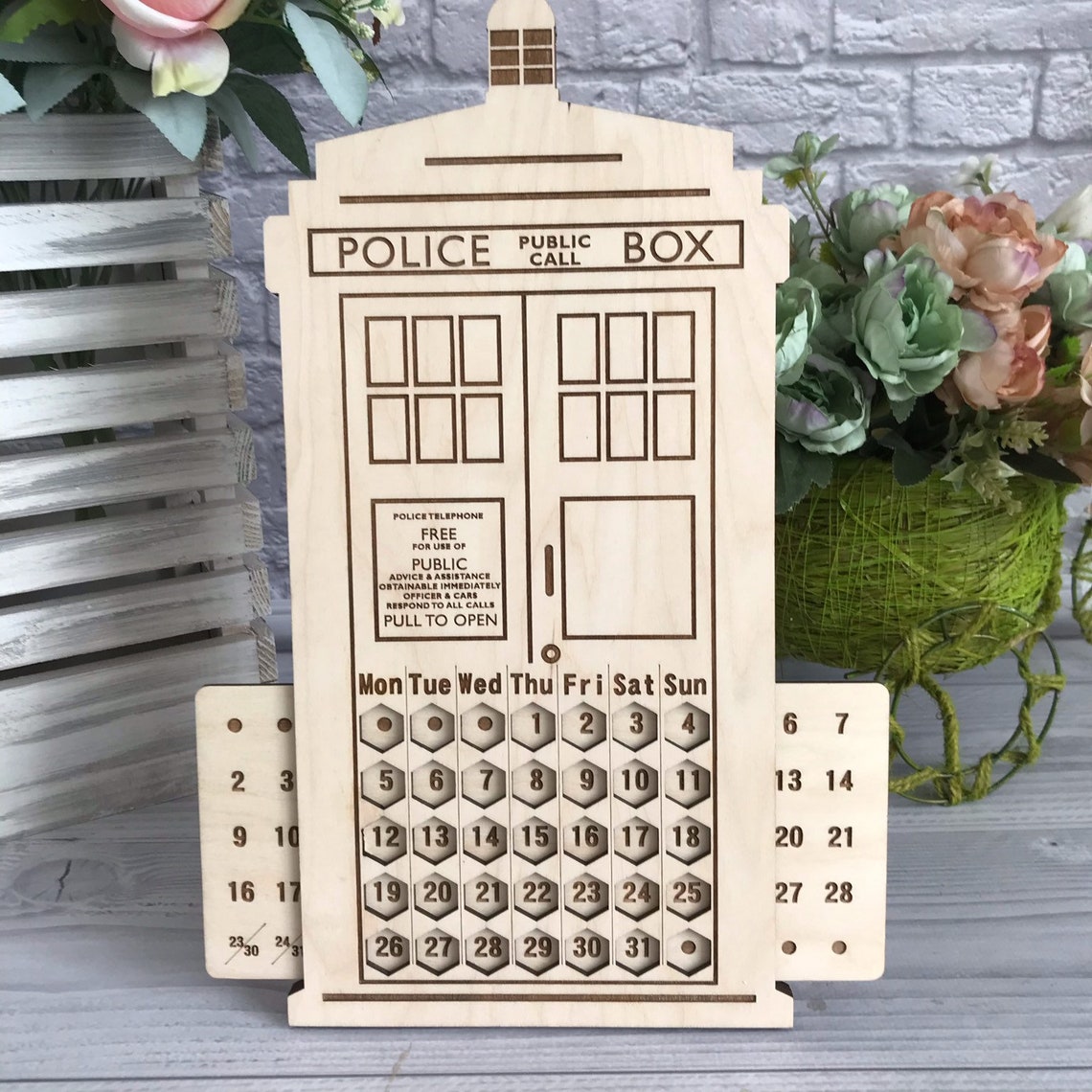 Tardis Shaped Perpetual Calendar,wooden Calendar,desktop Calendar ...